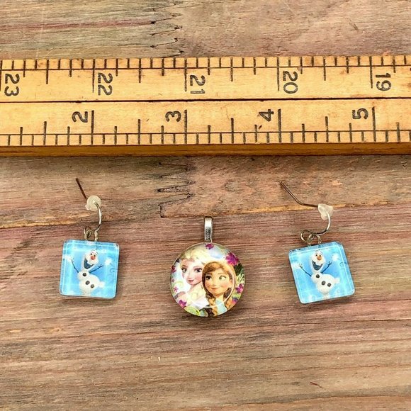 Disney | Jewelry | Disney Frozen Jewelry Set Elsa Anna Necklace Charm ...